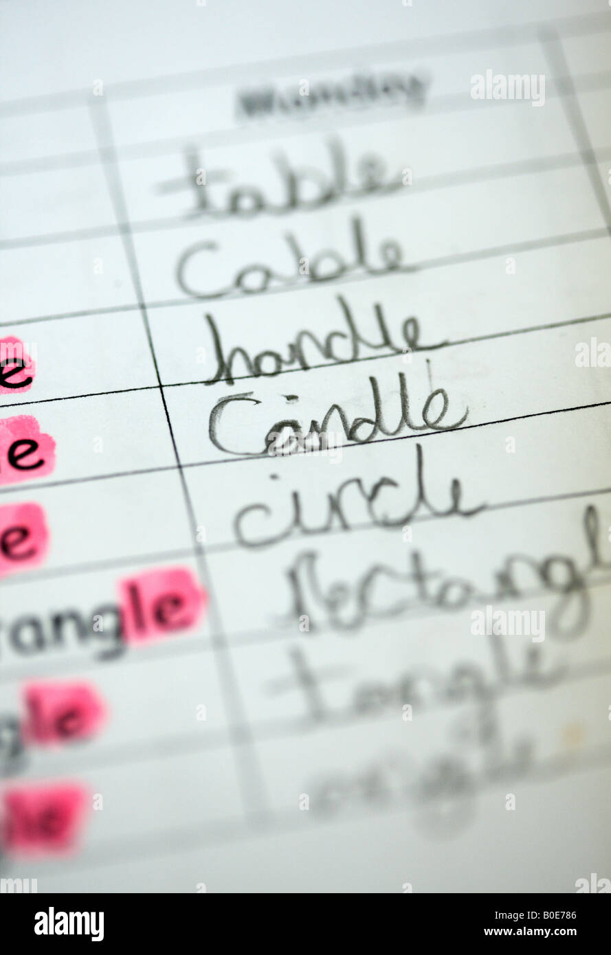 The handwriting of a typical seven year old Stock Photo - Alamy