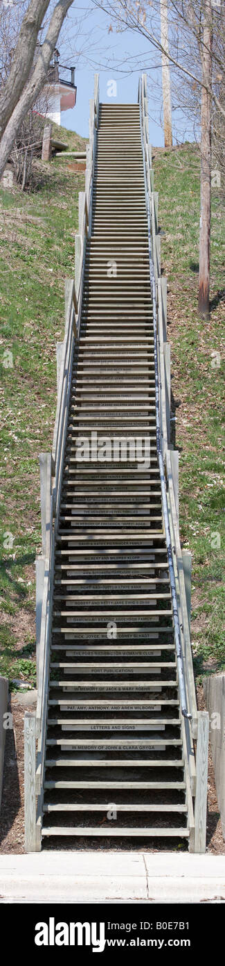 Long wooden stairway on natural hillside Stock Photo - Alamy