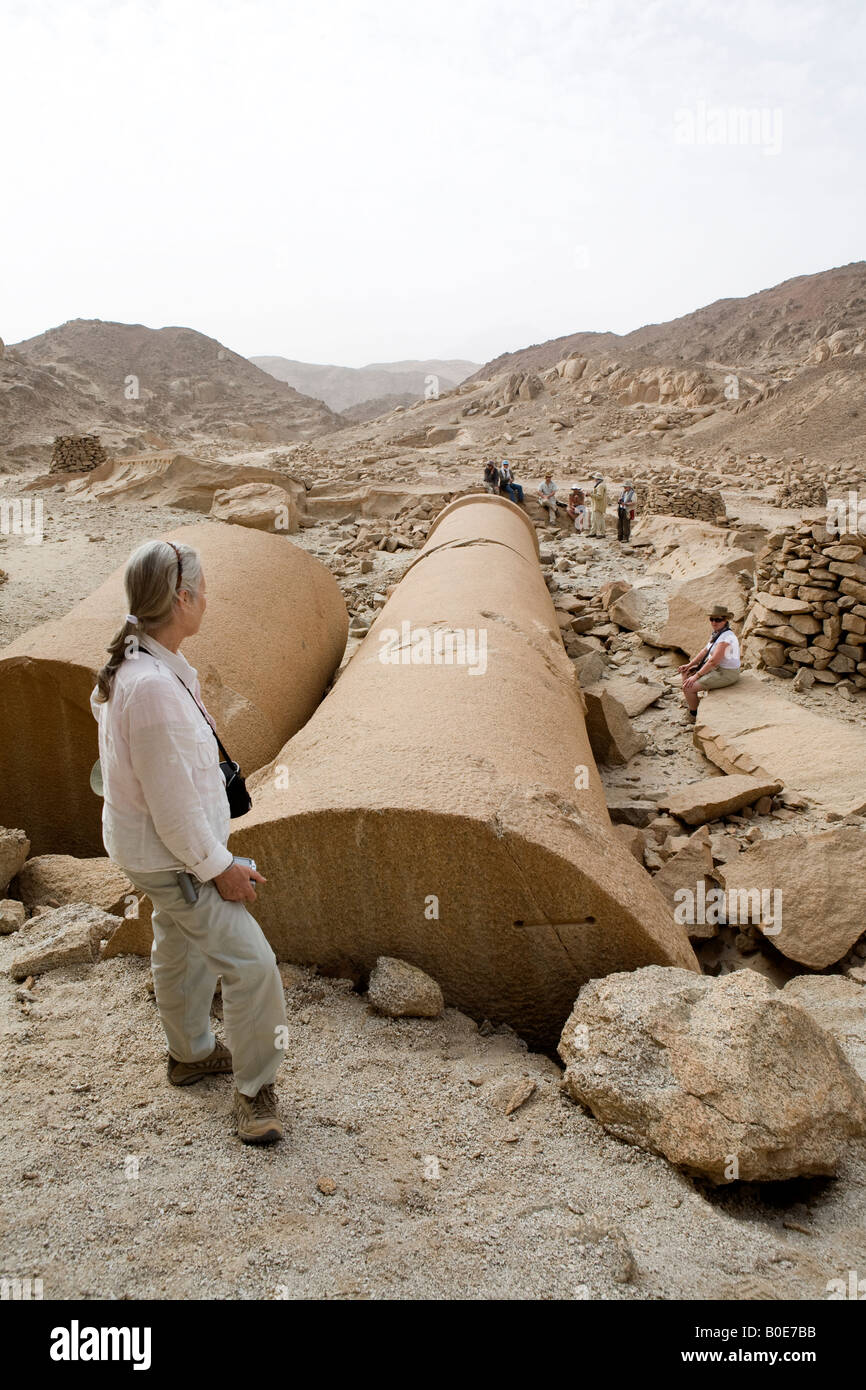 Huge abandoned columns in quarry at Mons Claudianus, Eastern Desert ...
