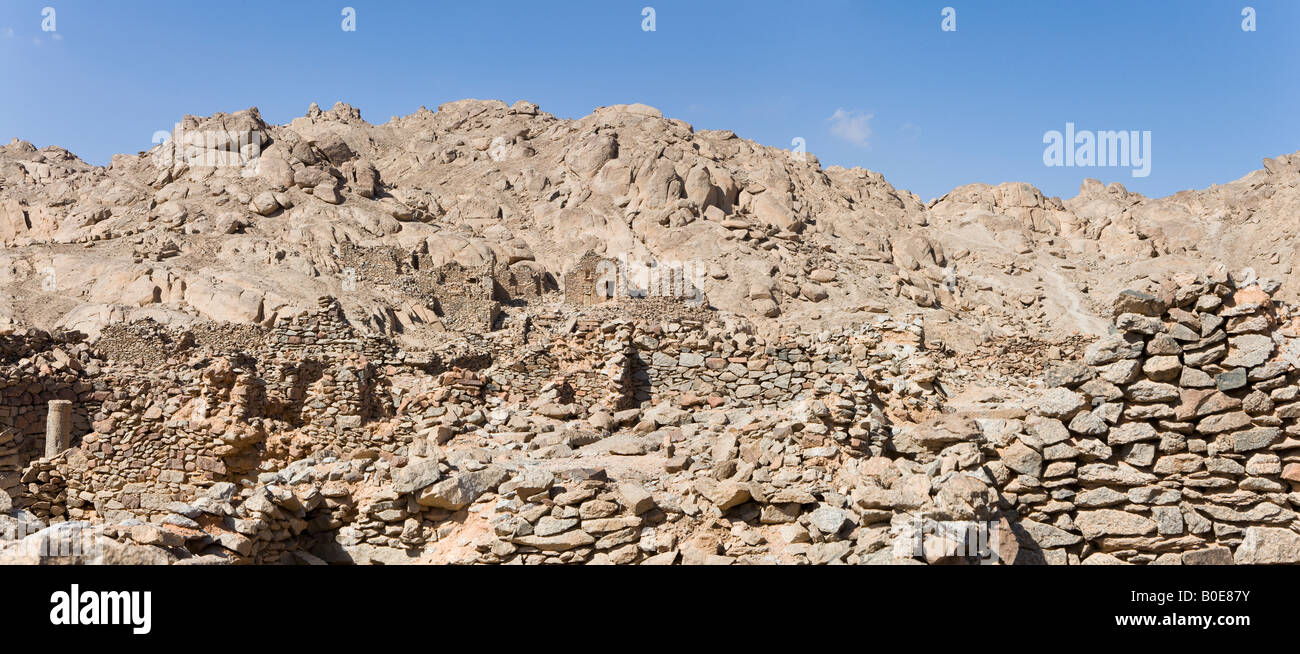 Panorama of dry stone walling at the Roman town and fort of Mons ...