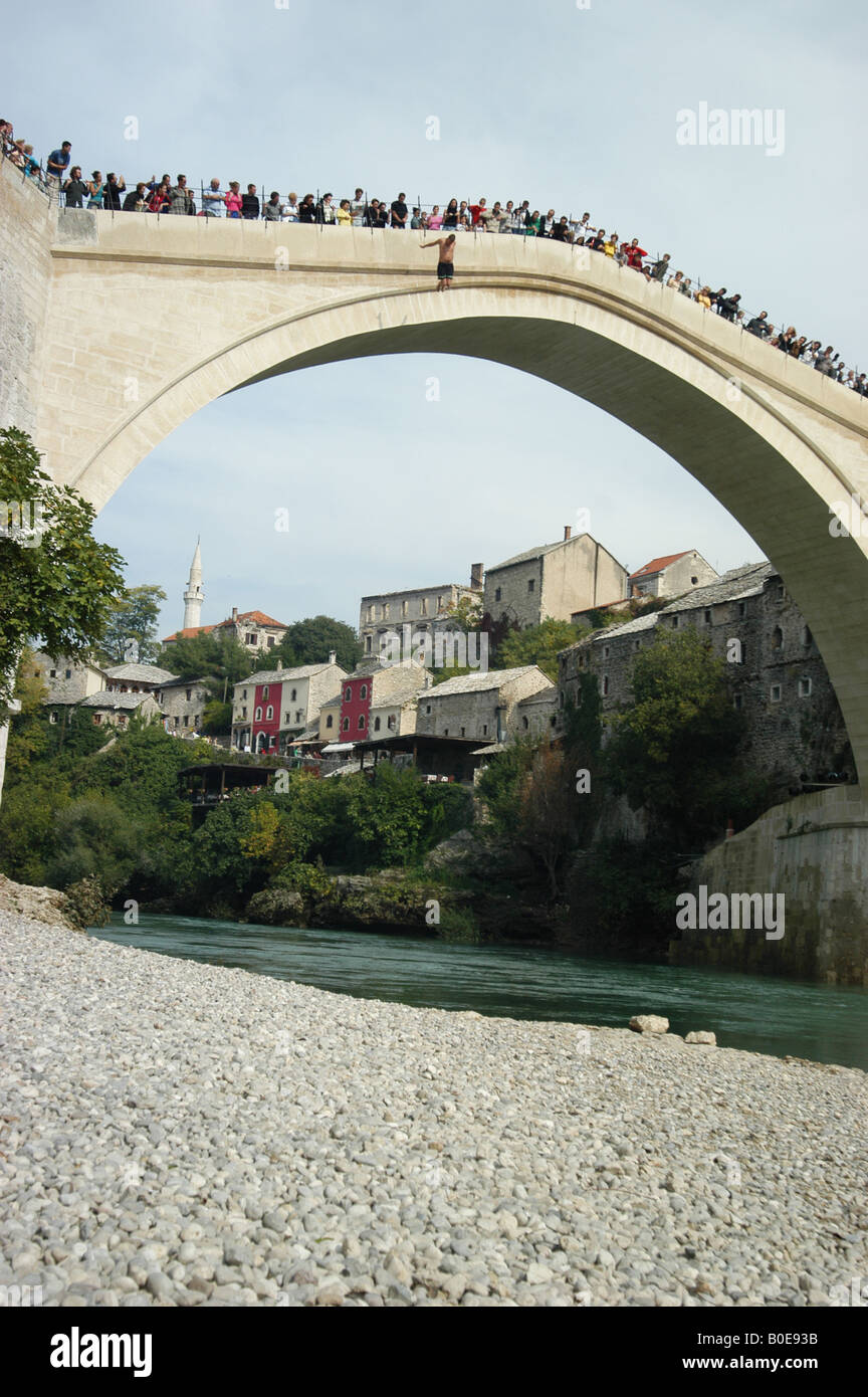 Dive from the Mostar bridge - Bosnia Herzegovina - Bih 2004 Stock Photo ...