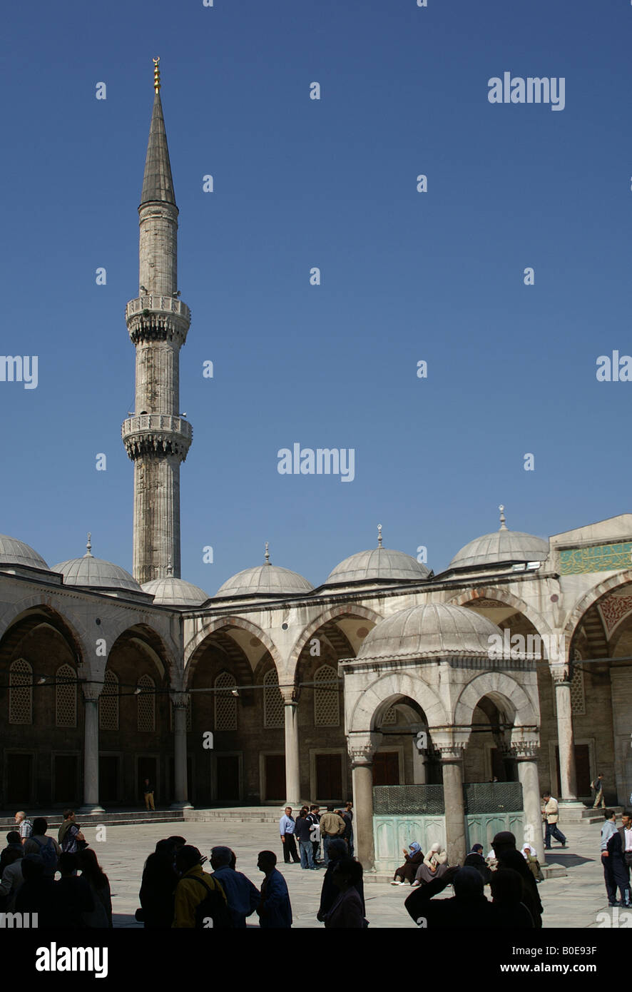 Ablutions fountain or hexagonal sadirvan in courtyard of blue mosque ...