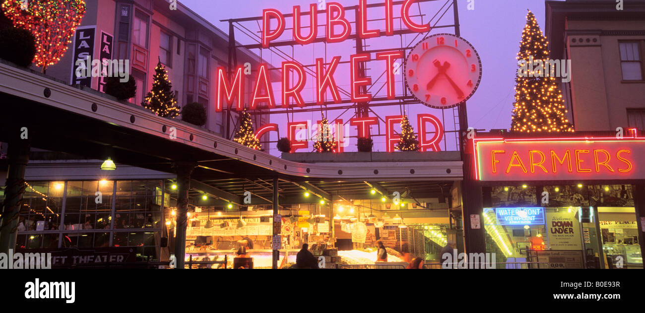 Pikes Place Market sign, Seattle, Washington Stock Photo - Alamy
