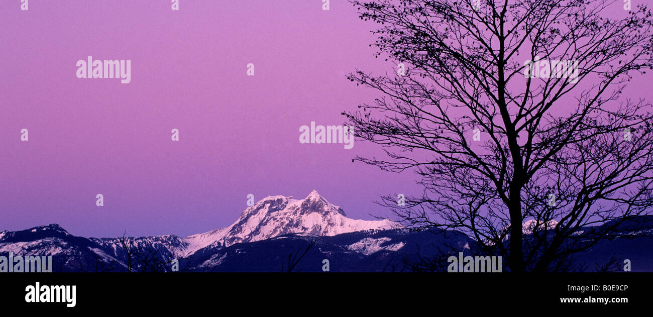 Garibaldi Peak in the twilight, British Columbia, Canada Stock Photo ...