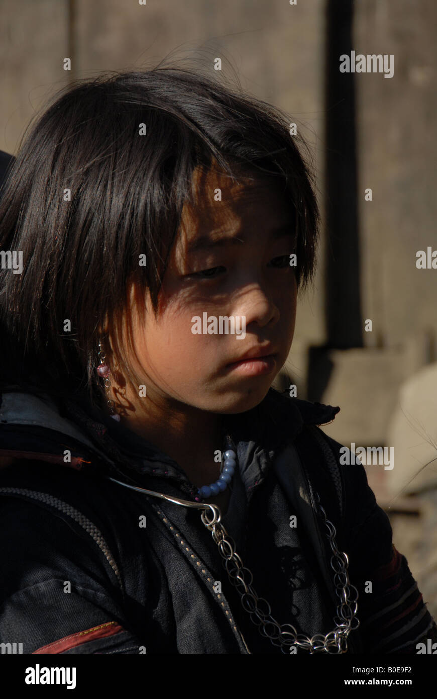 sapa lao cai province, vietnam - young black hmong child in the lao cai ...