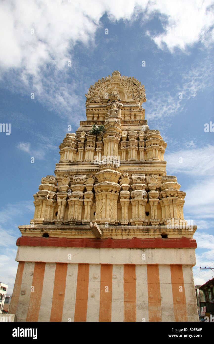 Hindu temple in the town of Shravanabelagola in Karnataka, India Stock ...