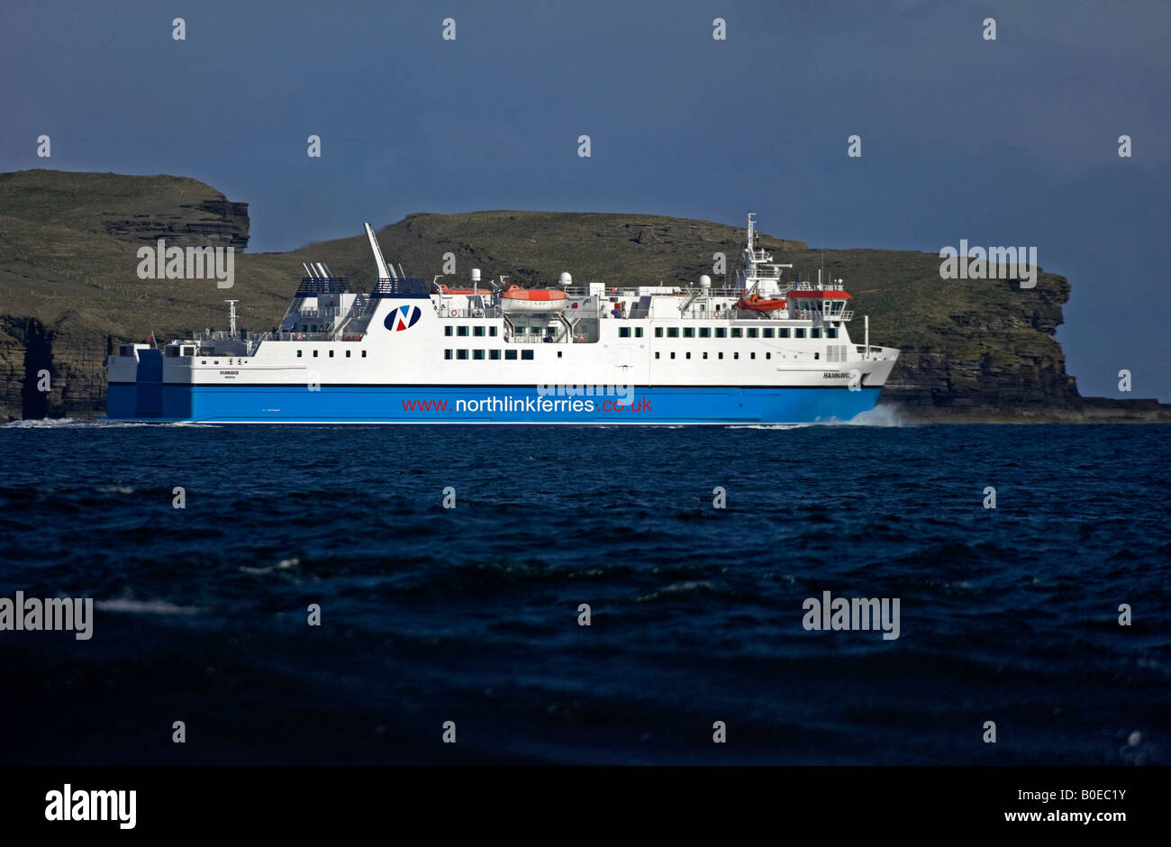 Northlink Ferries ferry boat, leaving Scrabster, Pentland Firth ...
