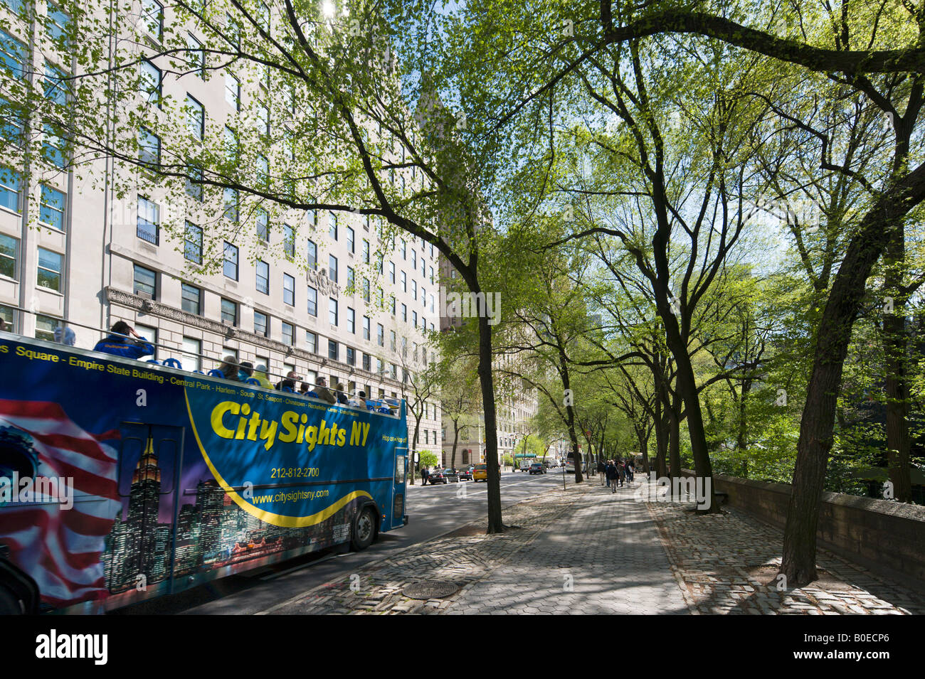 Tour Bus on Fifth Avenue outside Central Park, Manhattan, New York City ...