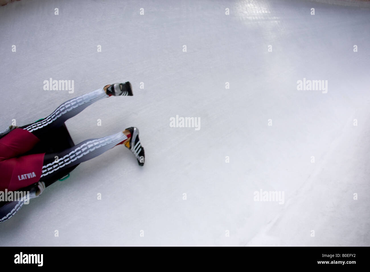 A Skeleton rider racing down the Olympic run in St Moritz Switzerland ...