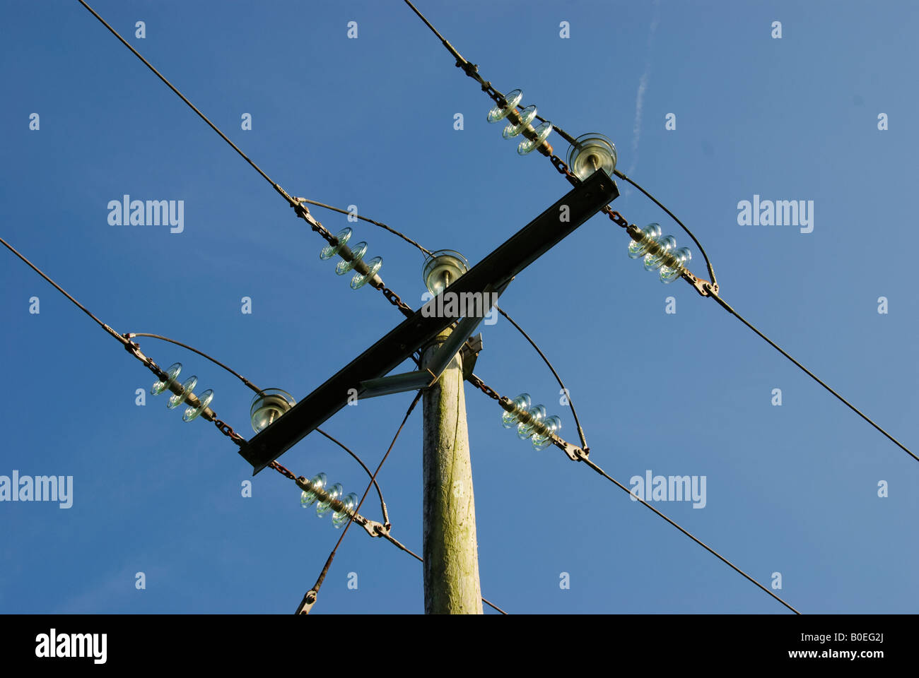 top of wooden electricity pole Stock Photo - Alamy