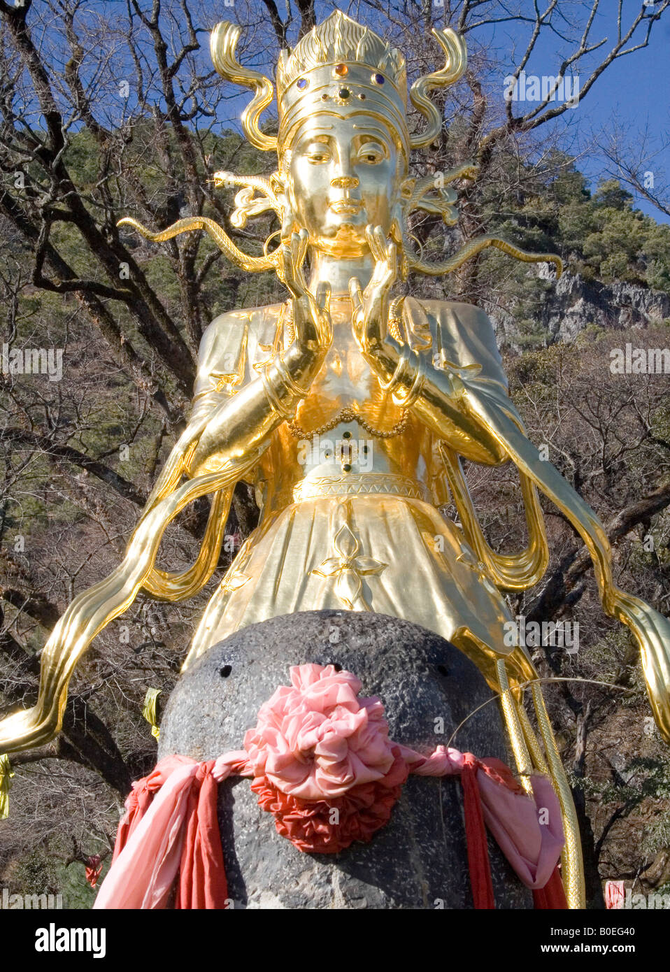 Statue of the ancient sacred goddess of the Naxi tribe at the Jade ...
