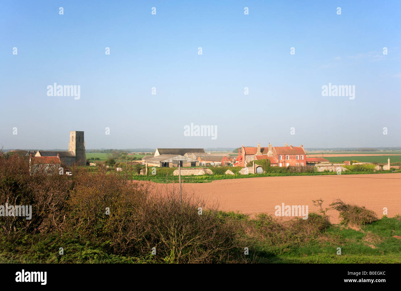 The community of Waxham, Norfolk, UK, located behind a line of sand ...