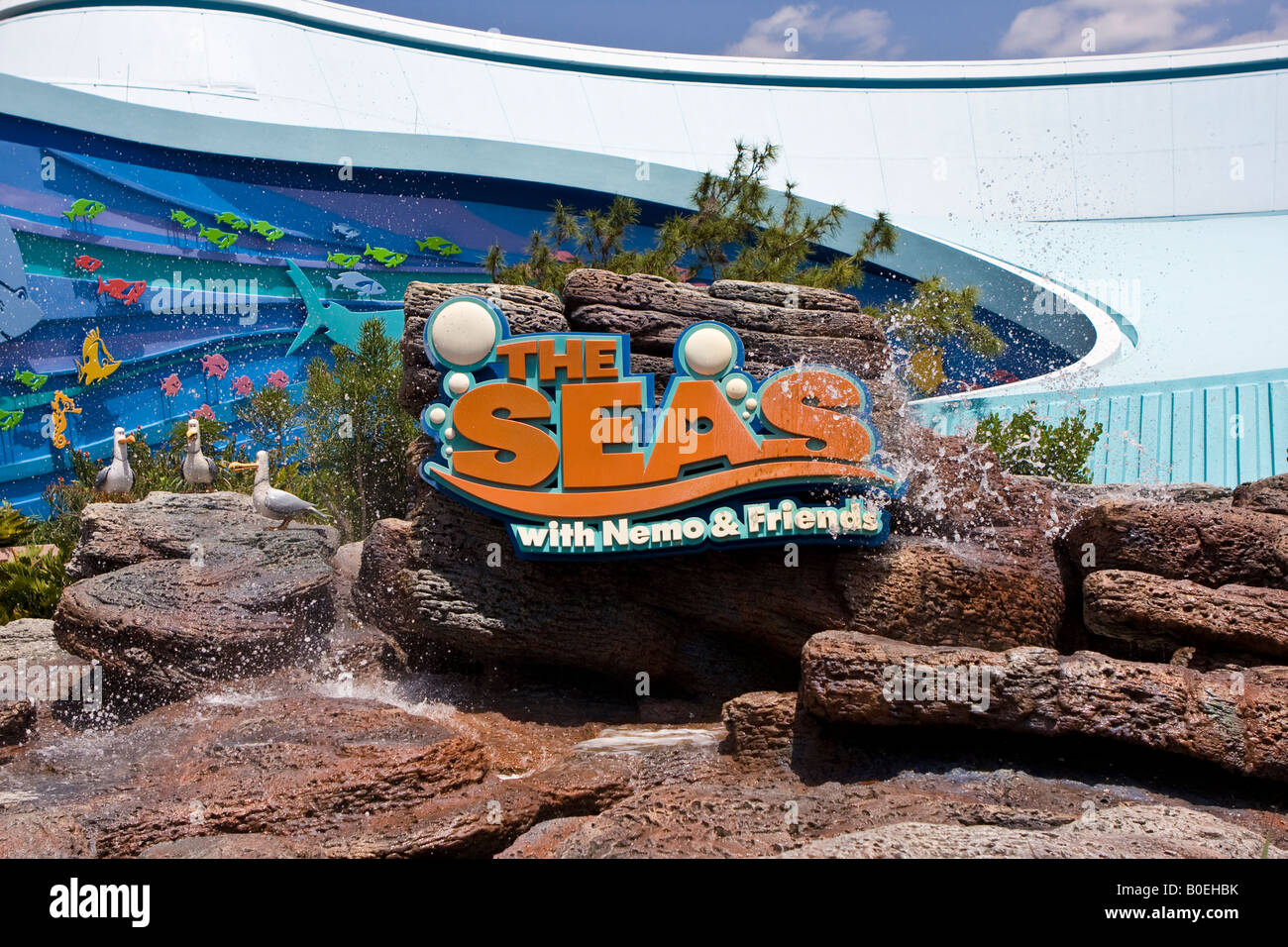 The Seas with Nemo Attraction Sign at Walt Disney's Epcot Theme Park in ...