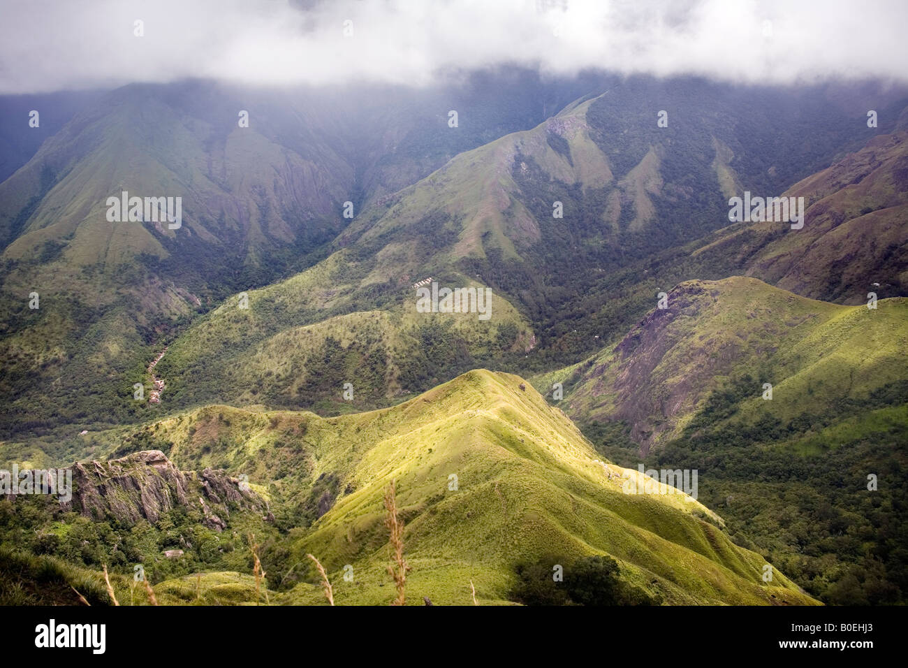 Panoramic view of sprawling slopes of Western Ghats mountain range ...