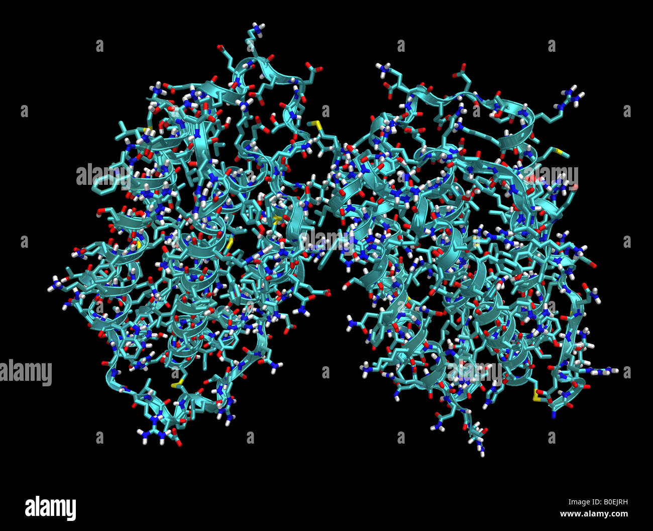 Computer generated molecular model showing the crystal structure of ...