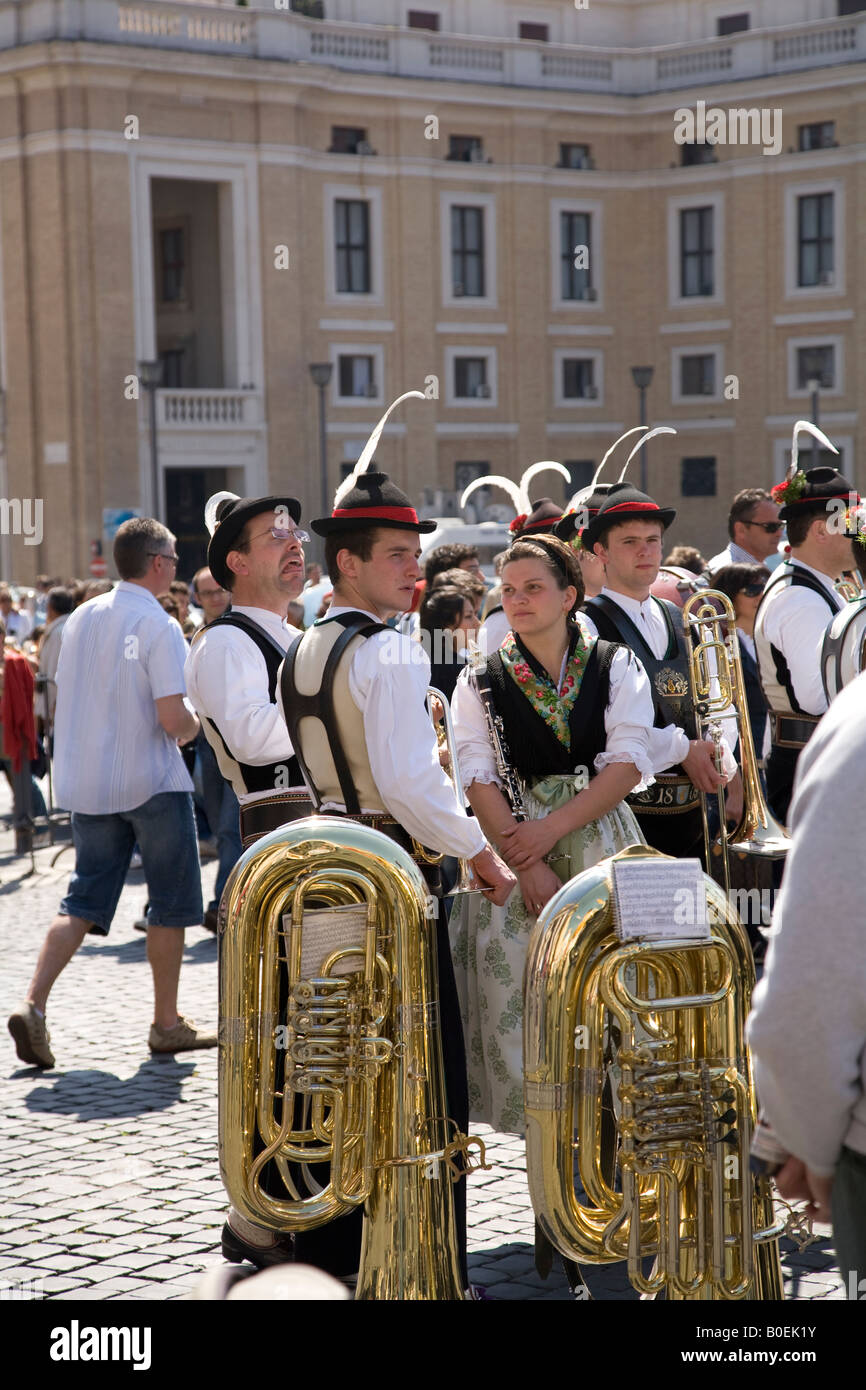 German Band in St Peters, Rome, with a band member yawning Stock Photo ...