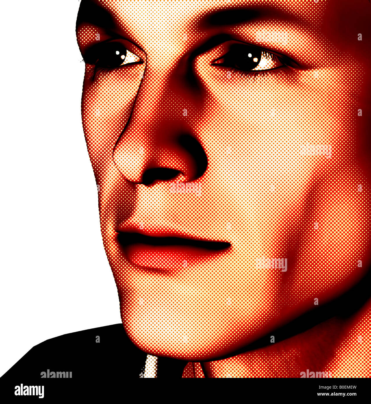 conceptual futuristic 3D computer generated bionic male robot head ...