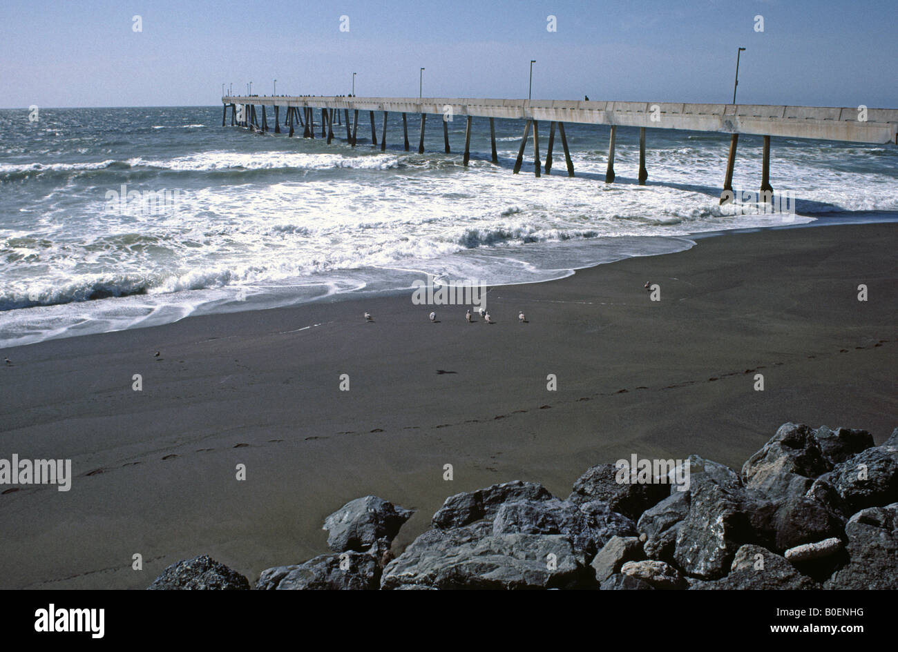 Pacifica Pier at Sharp Park beach in Pacifica California Stock Photo ...