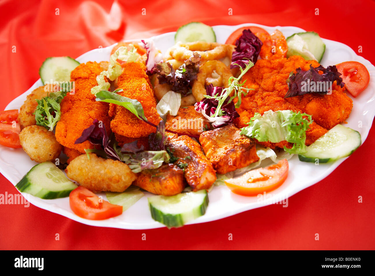 Indian fish platter for four people Stock Photo - Alamy
