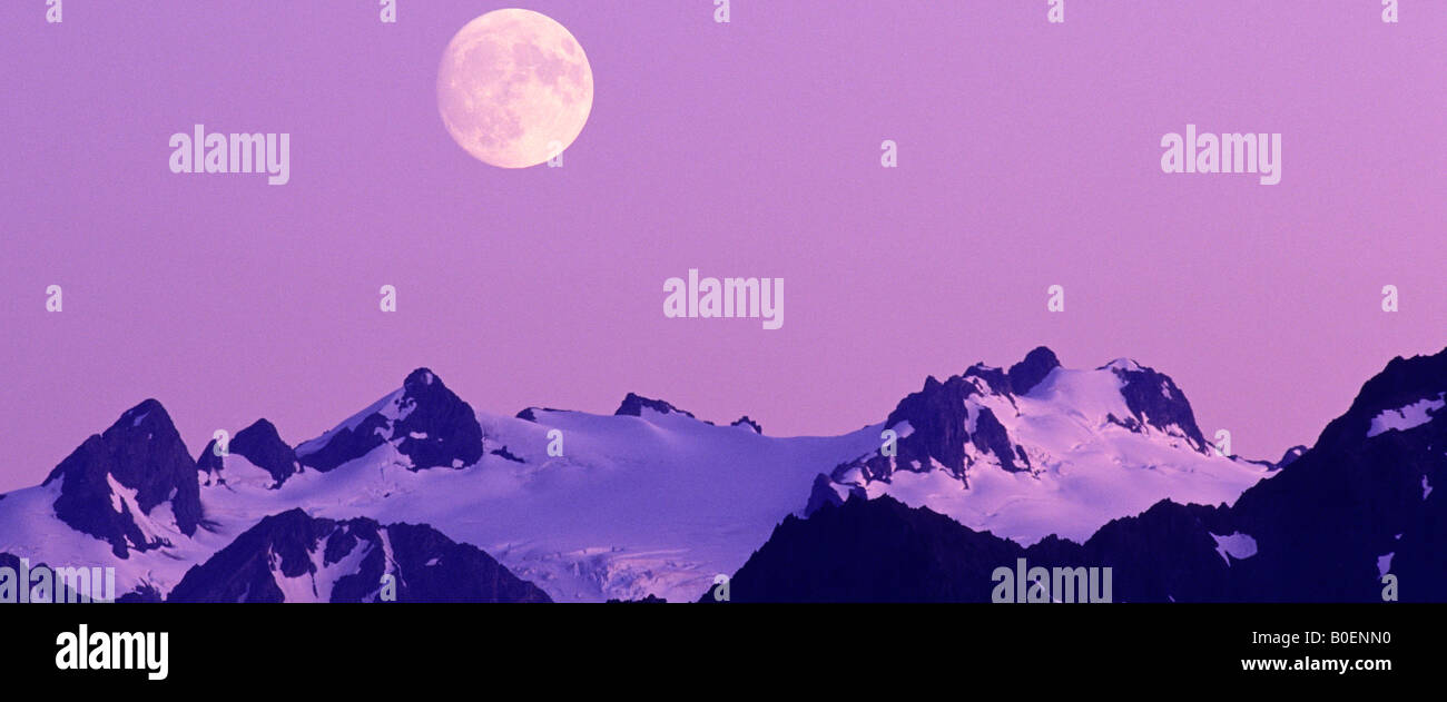 Moonrise over Mount Olympus, Olympic National Park, Washington State ...