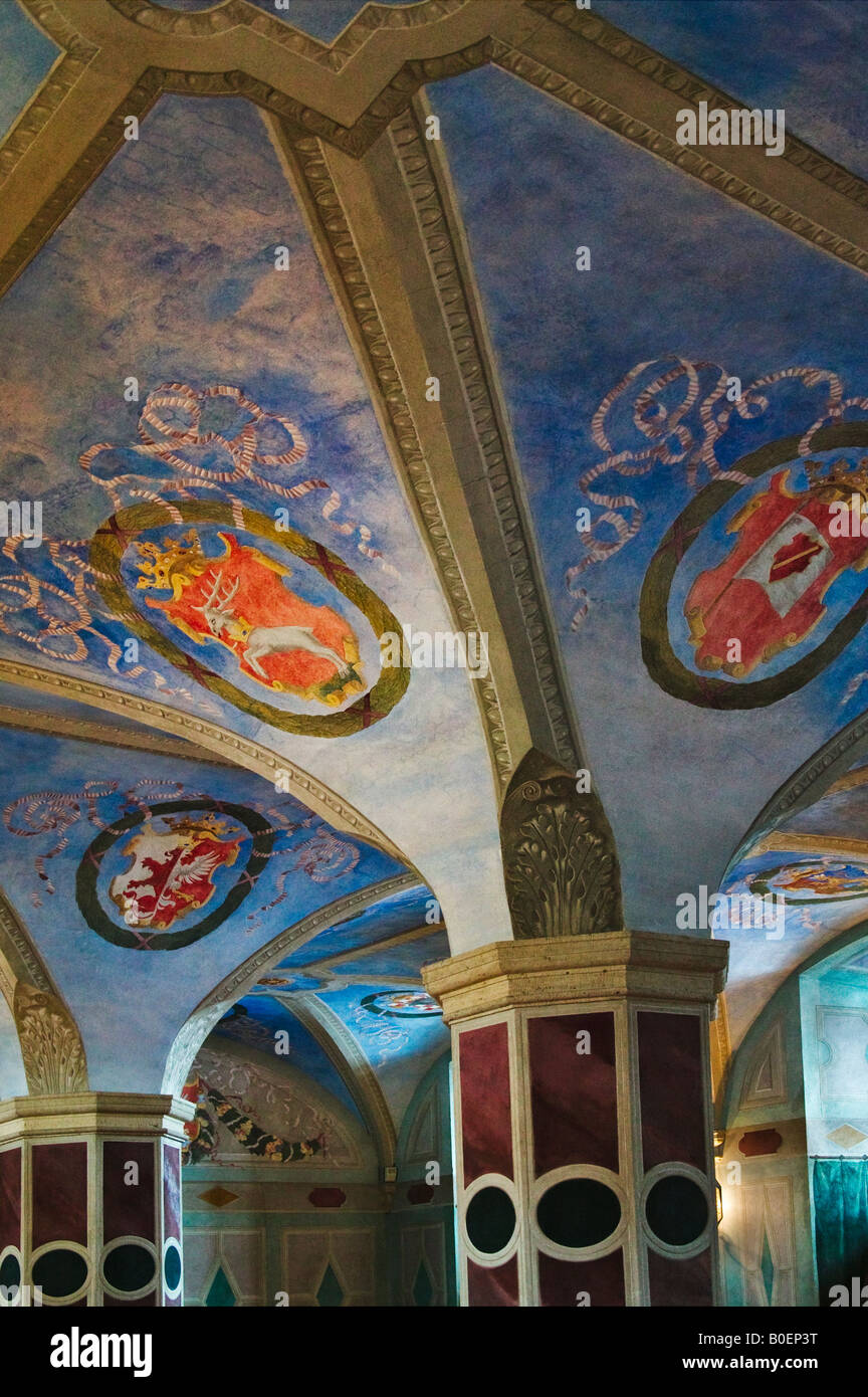 Painted vaulted ceiling inside the Royal Castle Warsaw Poland Stock ...