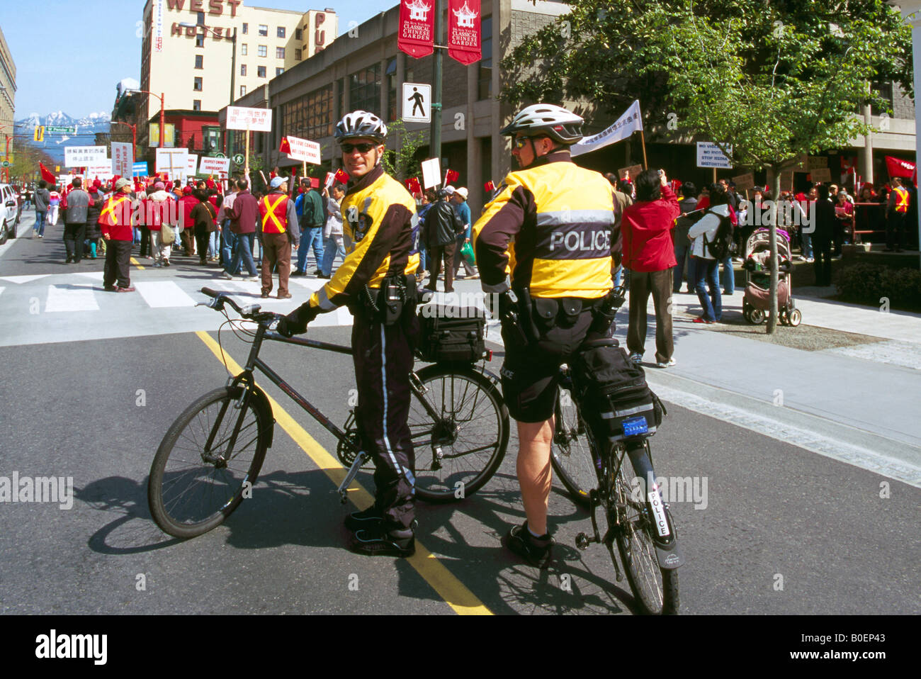 Bicycle Police at Peaceful Chinese Protest Rally held in Chinatown ...