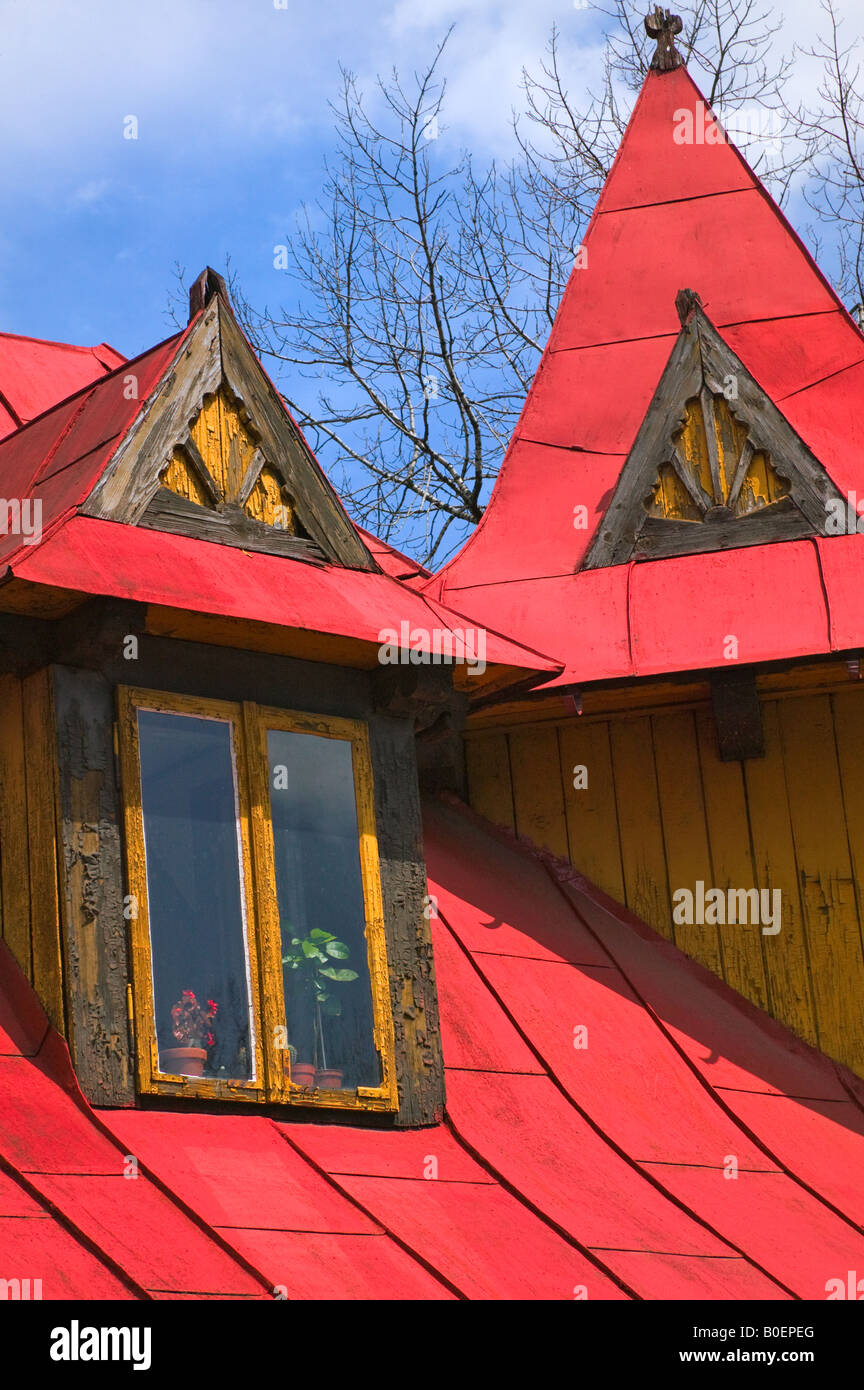 Historical house with red roof in Zakopane Poland Stock Photo - Alamy