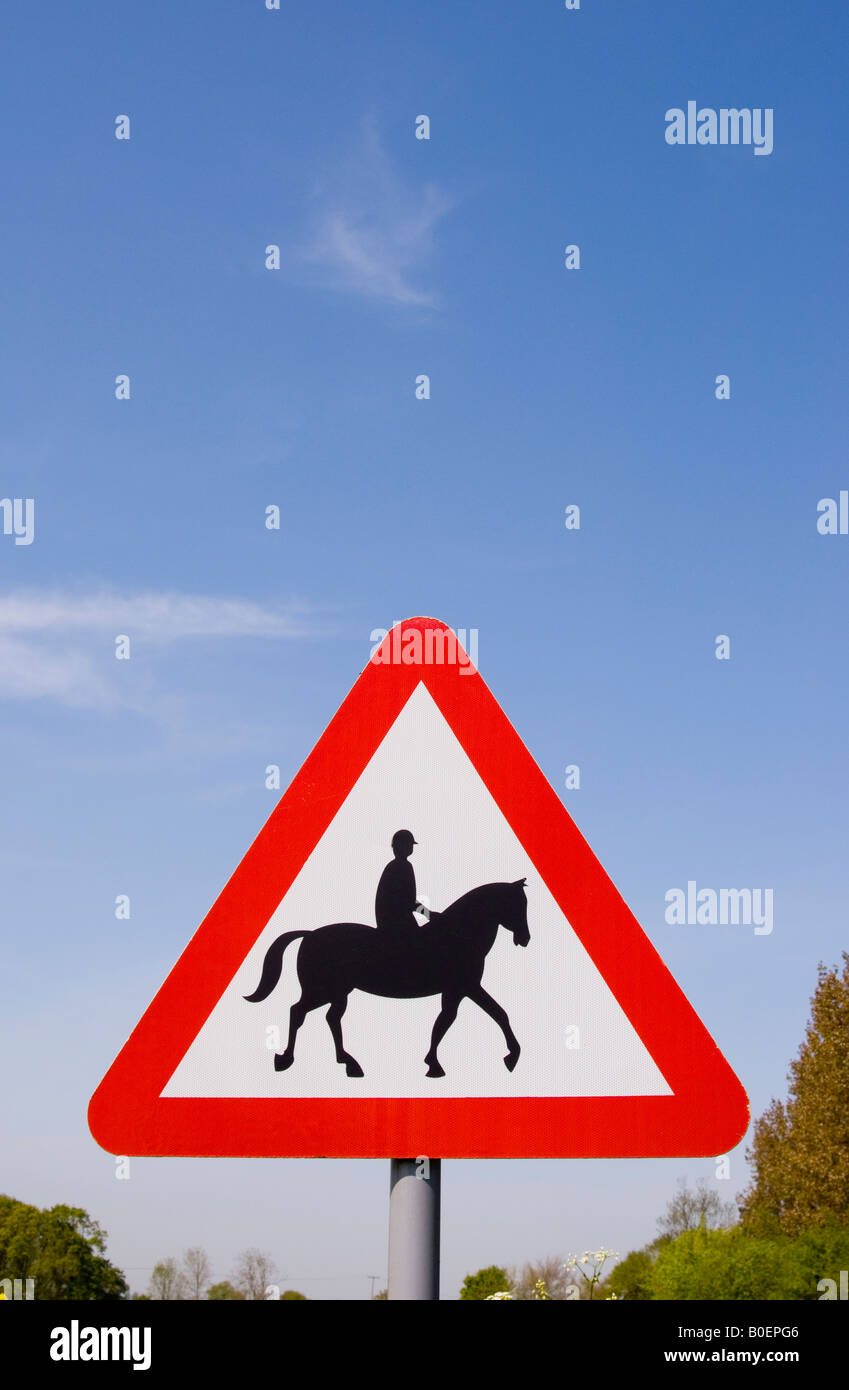 Beware Horses Sign in the uk Stock Photo - Alamy
