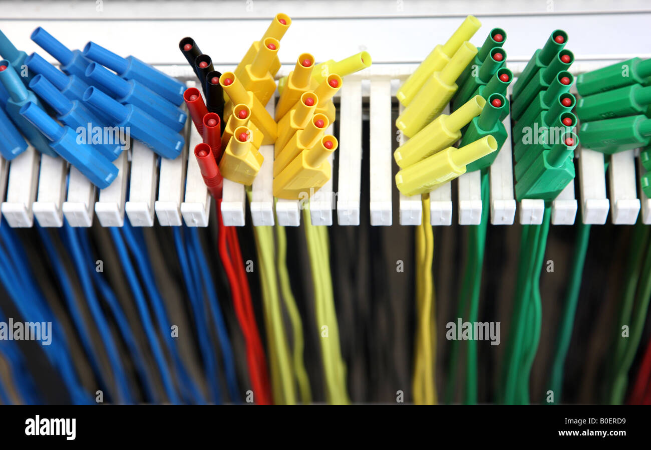 Different electric cable various colours Stock Photo - Alamy