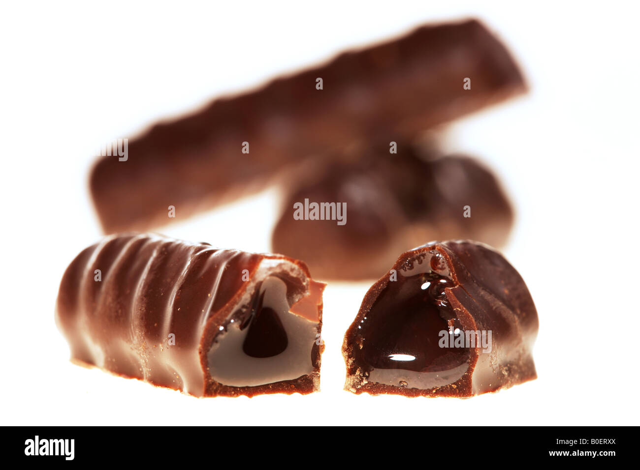 Sweets Chocolate sticks filled with sweet syrup Stock Photo - Alamy