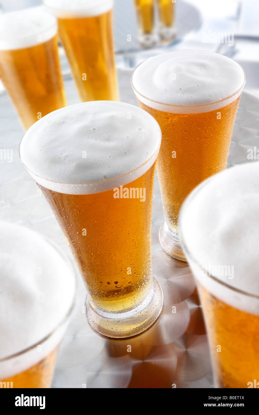 GLASSES OF LAGER BEER Stock Photo - Alamy
