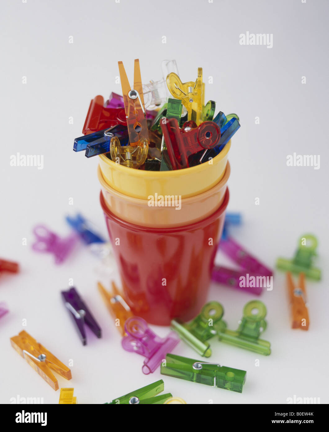 Paper Clips In Stack Of Cups Stock Photo - Alamy