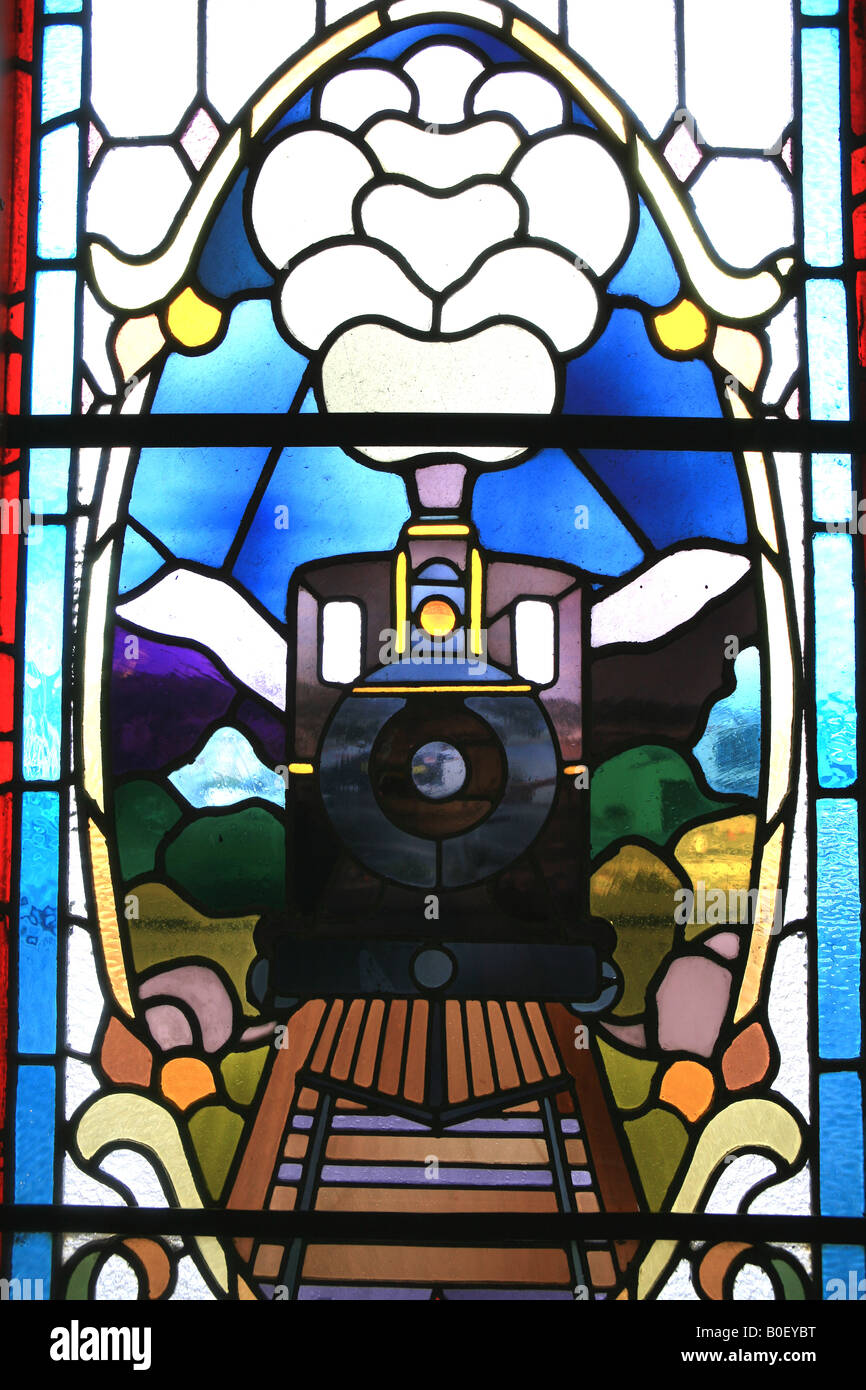 Train on stained glass window hi-res stock photography and images - Alamy