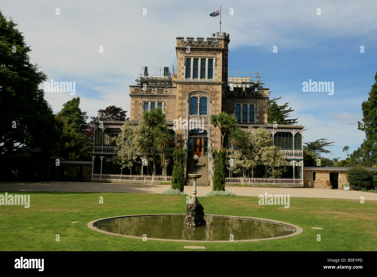 View in the gardens of Larnach castle near Dunedin New Zealand Stock ...
