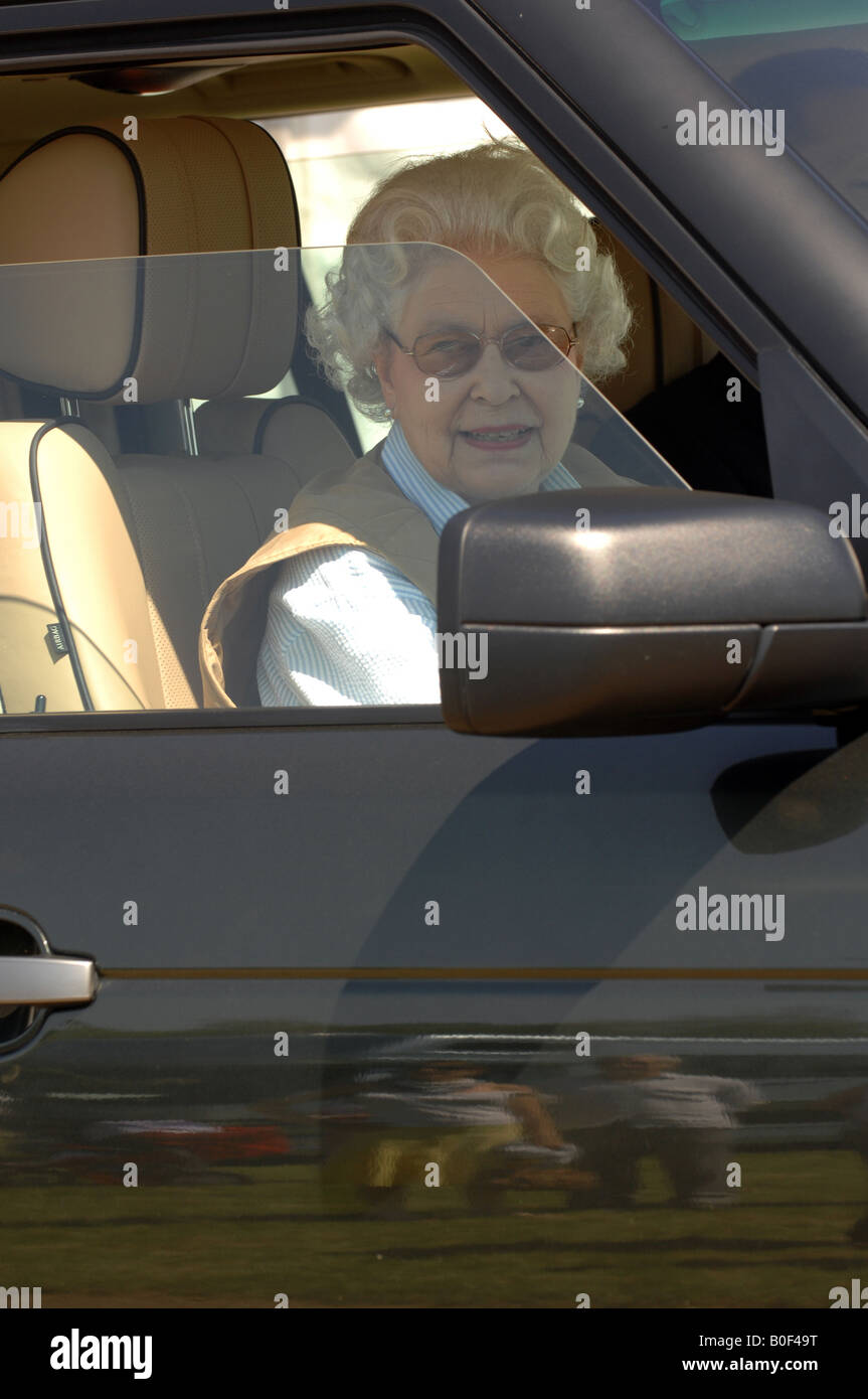 Her Majesty HRH the Queen of England driving her range rover Stock ...