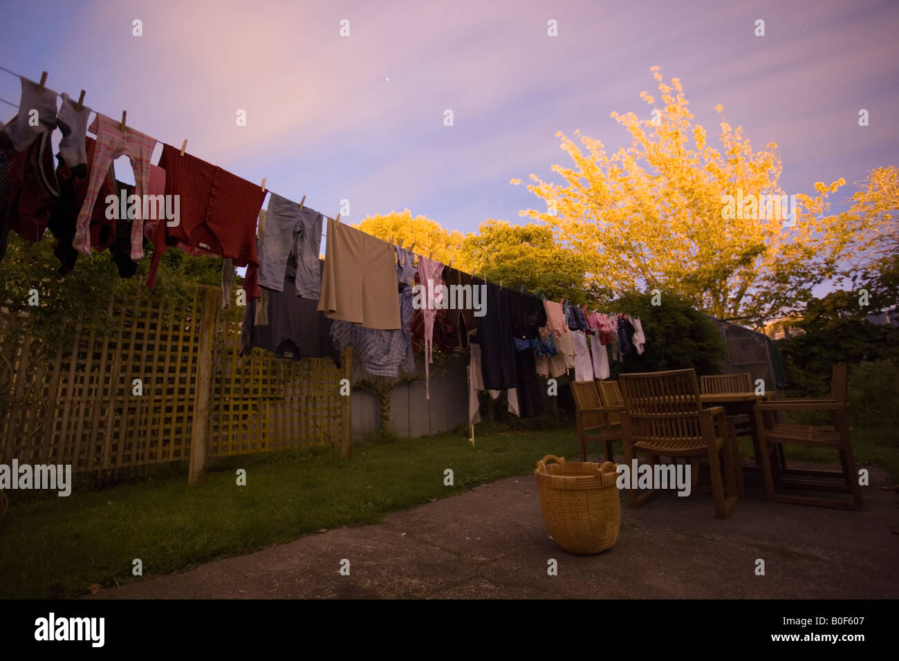 Washing line at night Stock Photo - Alamy