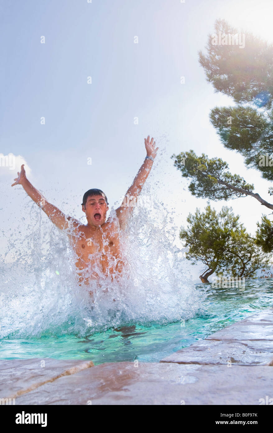 Male swimmer emerging from pool hi-res stock photography and images - Alamy