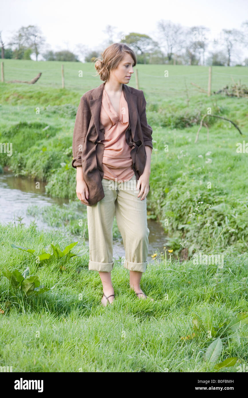 model posing in countryside Stock Photo - Alamy