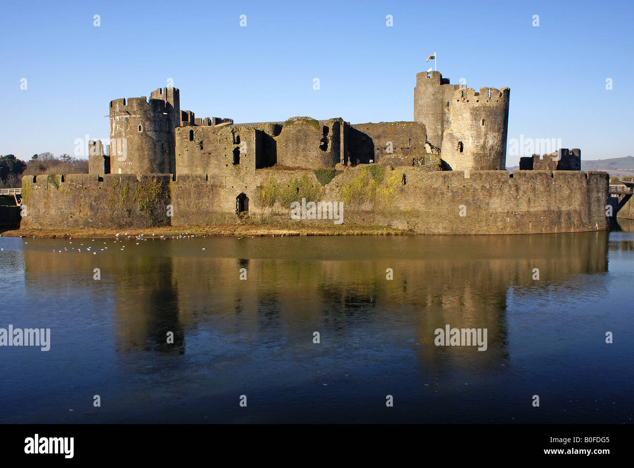 Caerphilly Castle near Cardiff in South Wales Stock Photo - Alamy