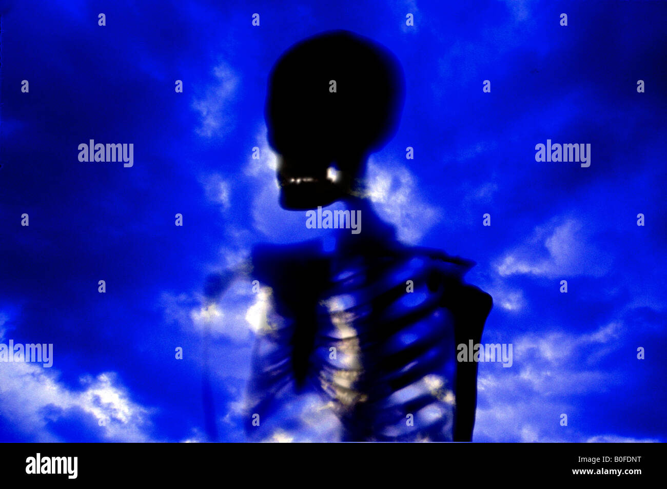 computer generated skeleton composited on stormy cloudy sky Stock Photo ...