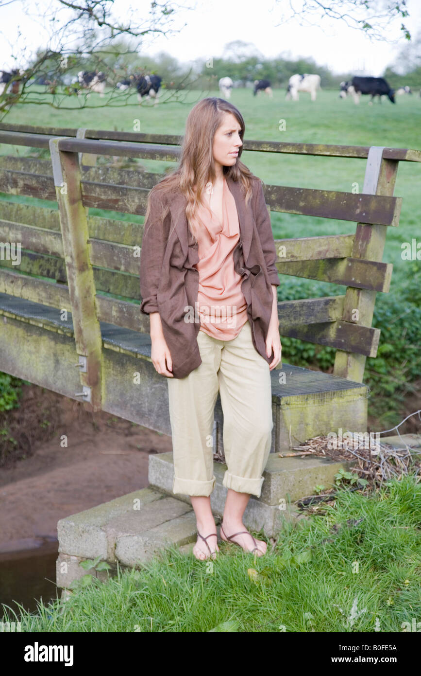 model posing in countryside Stock Photo - Alamy