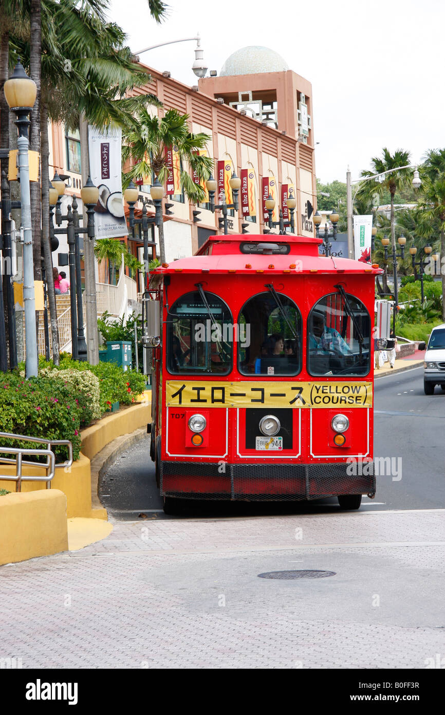 Trolley bus on Tumon Road ,Guam,Western Pacific Ocean Stock Photo - Alamy