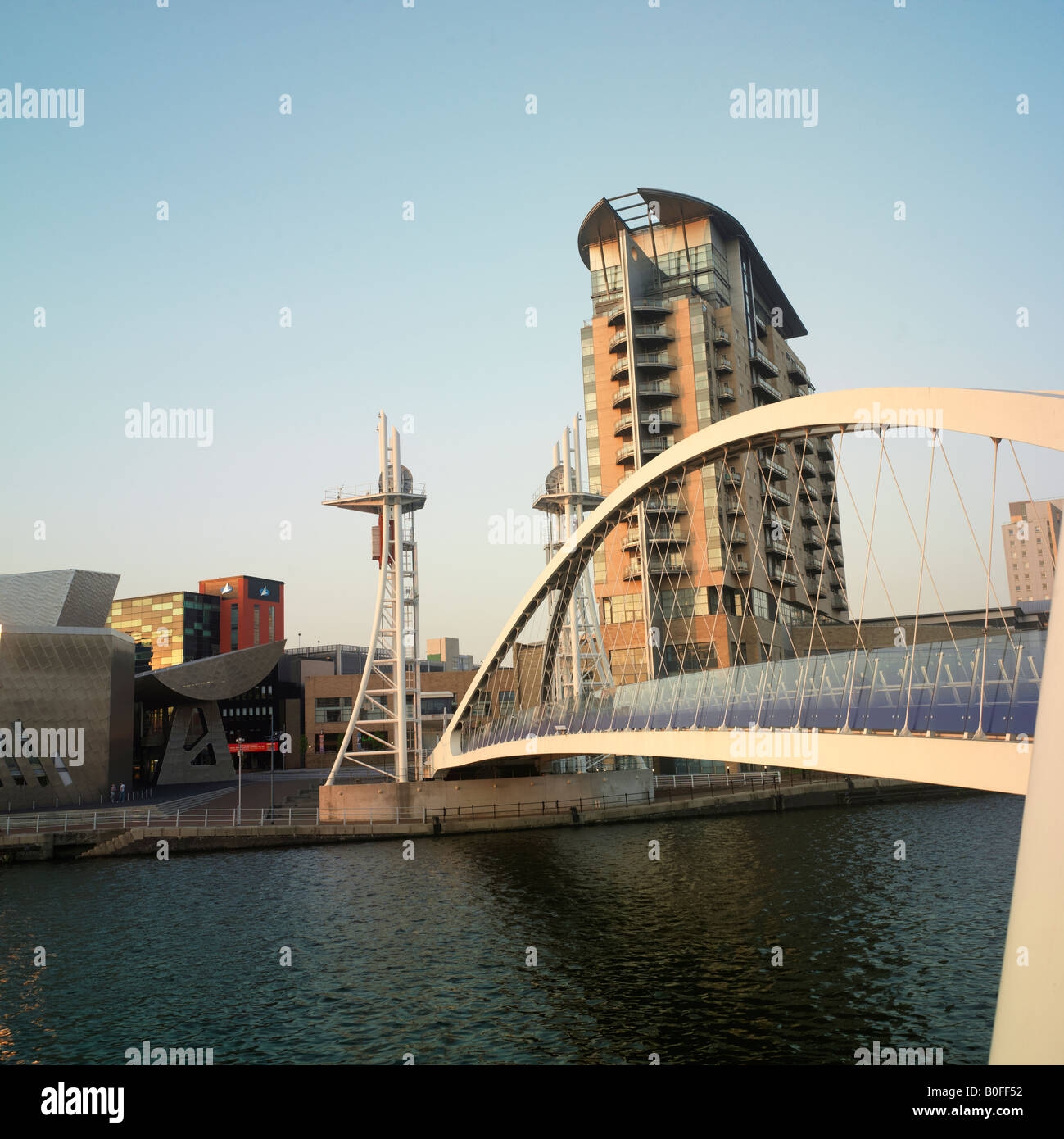 Salford Quays Bridge Lowry Centre Stock Photo - Alamy