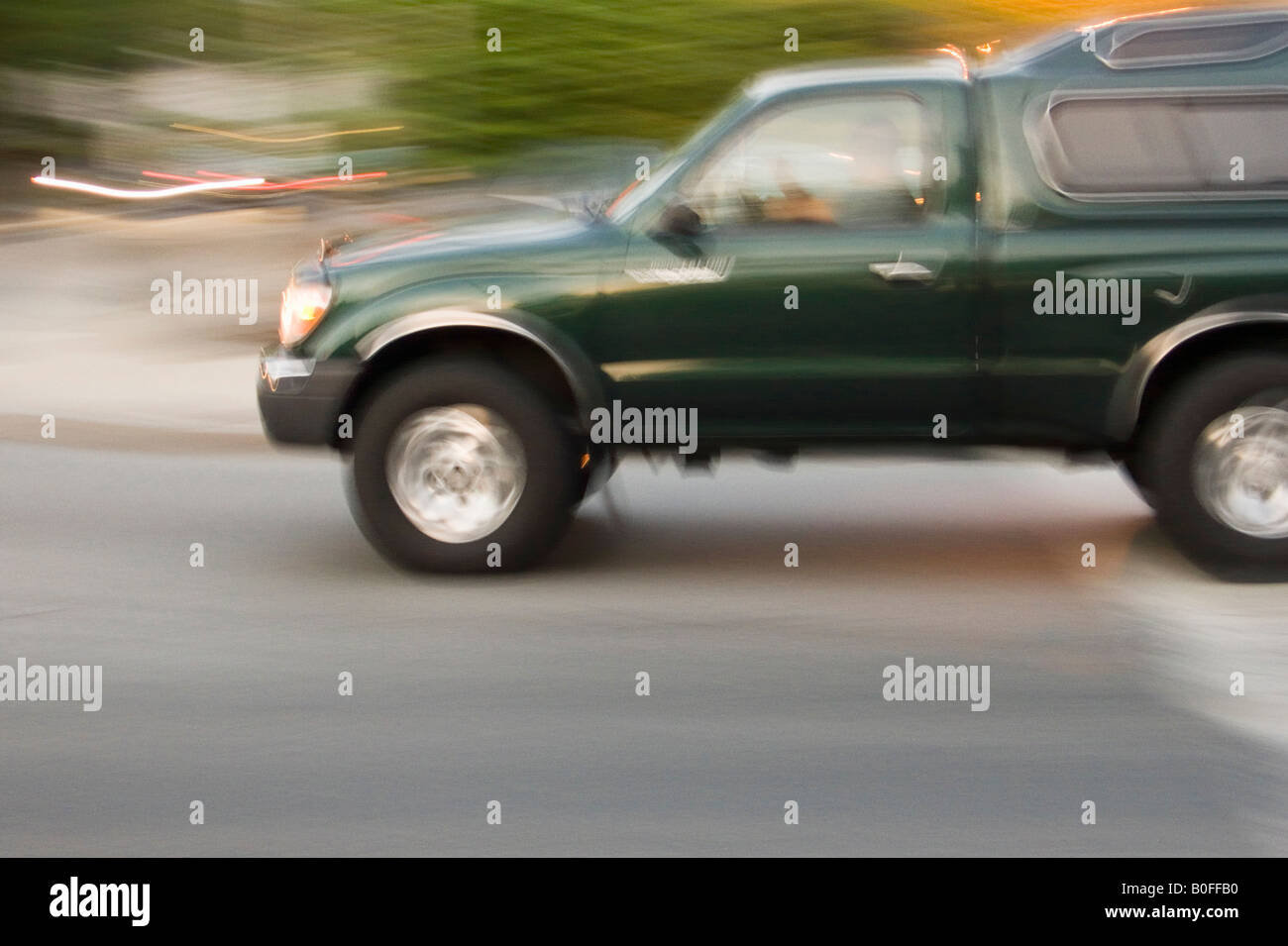 Cars passing by blurred by slow shutter speed in Providence Rhode ...