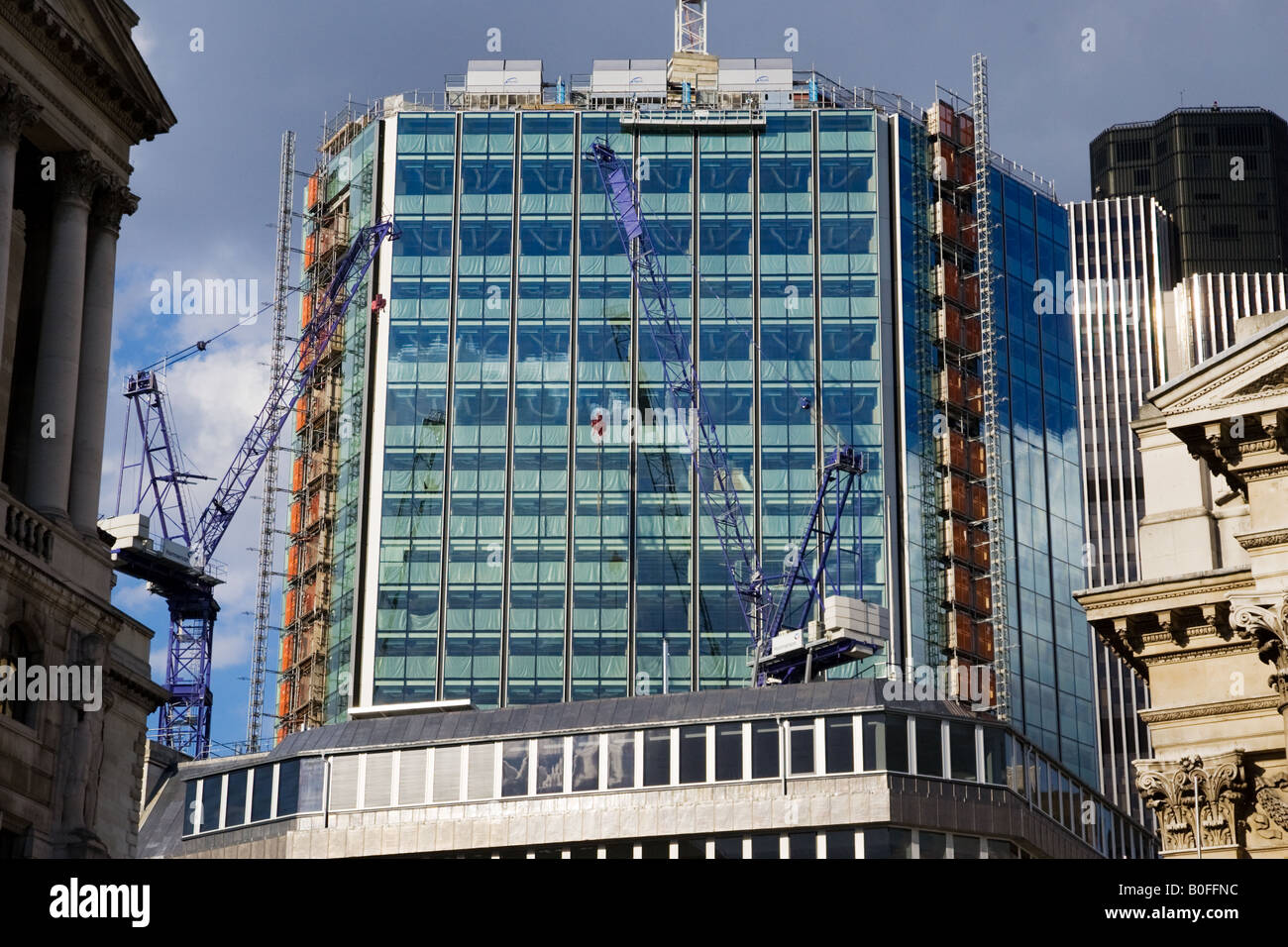 City construction work with cranes London England United Kingdom Stock ...