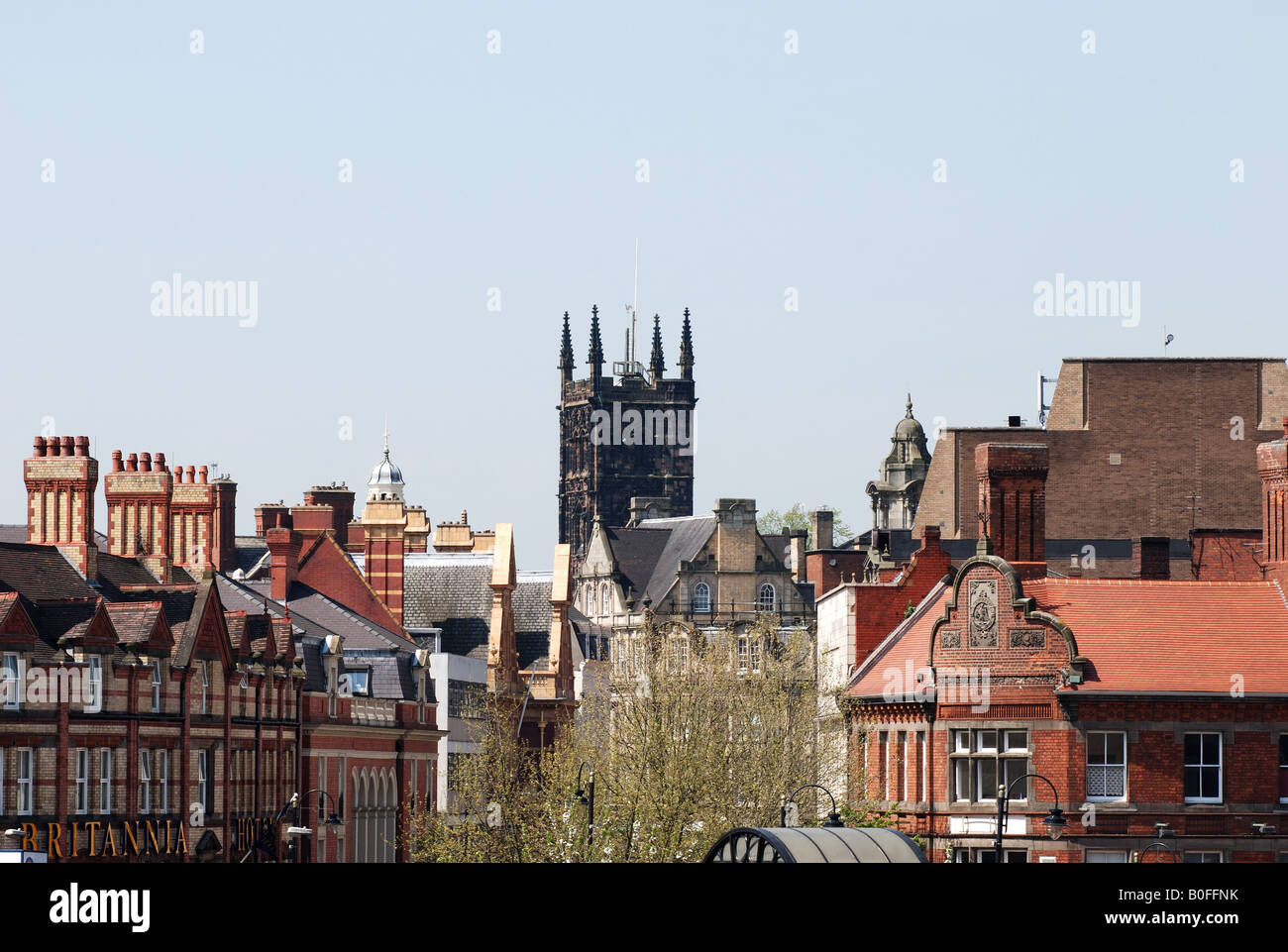 Wolverhampton city centre including St. Peter`s Church, West Midlands ...