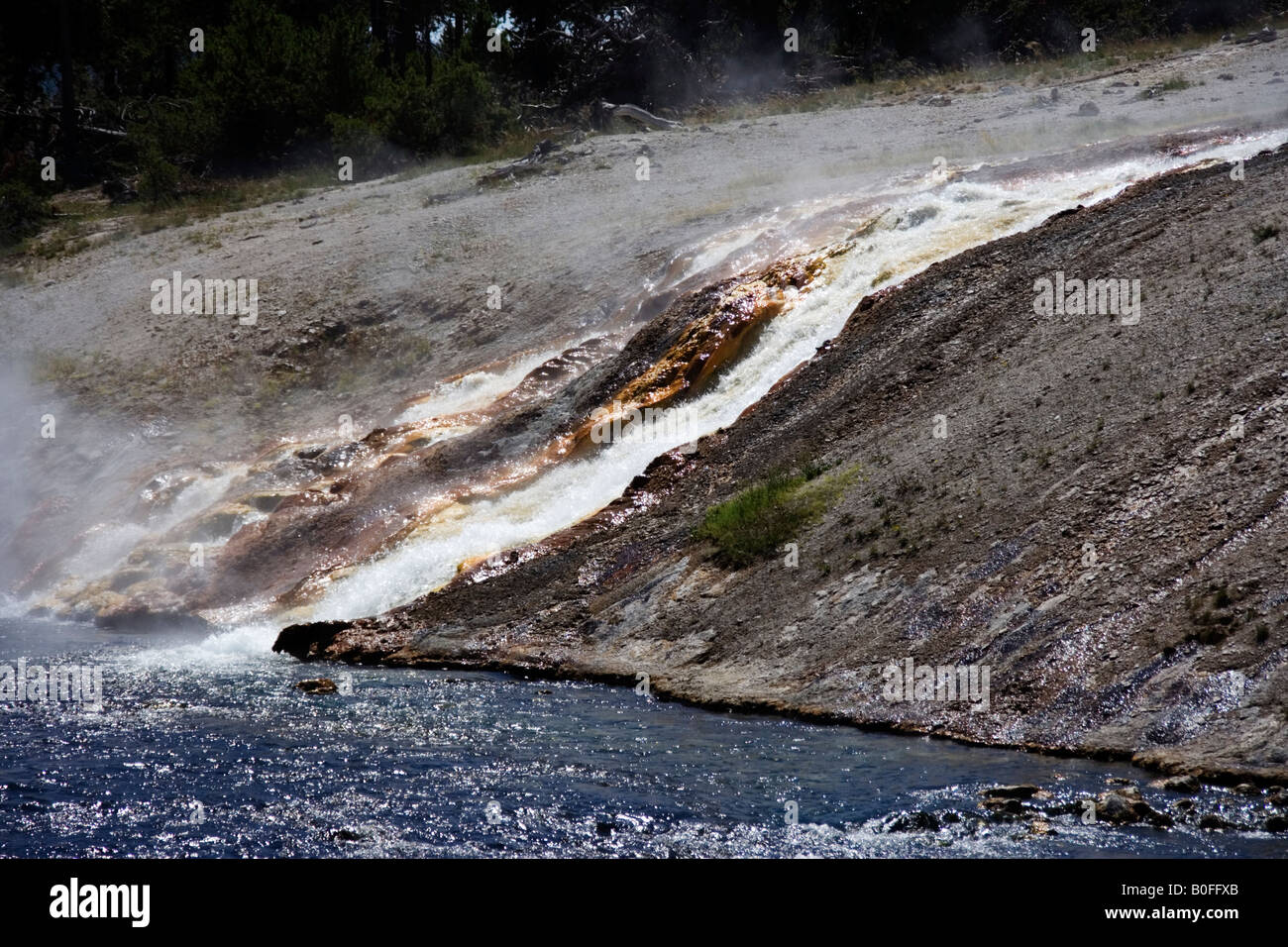 Hot waterfall in Yellowstone Stock Photo - Alamy