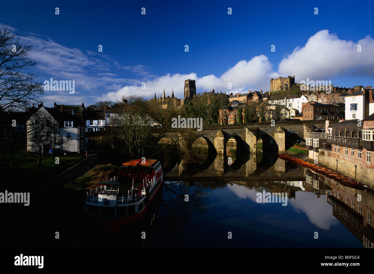 Durham Castle, Cathedral and City Skyline over the River Wear in early ...