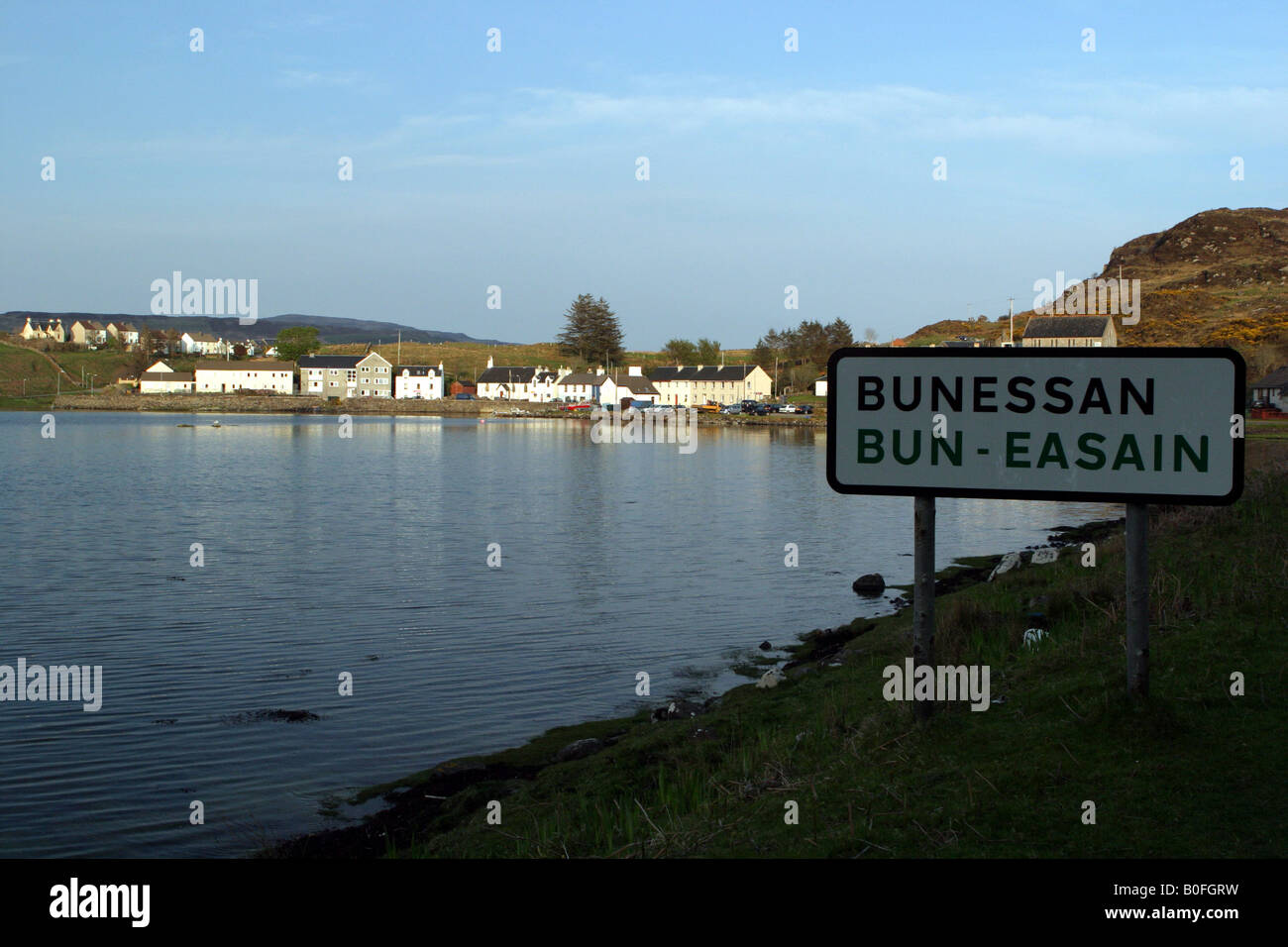 View of the village of Bunessan Isle of Mull Scotland with the town ...