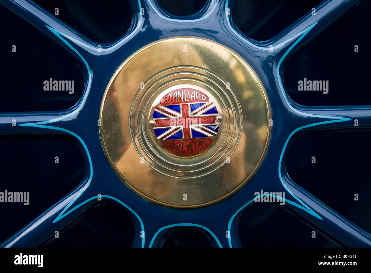 Emblem on spare wheel of vintage Standard car made in Coventry ...